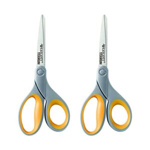 Westcott ‎17598 8-Inch Titanium Scissors For Office and Home, Yellow/Gray, 4 Pack