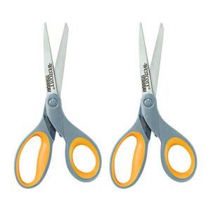 Westcott ‎17598 8-Inch Titanium Scissors For Office and Home, Yellow/Gray, 4 Pack