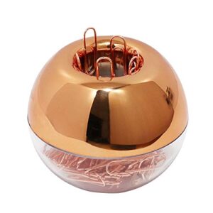 multibey ne0600607 light luxury fashion paper clips, rose gold edition, in round paper clip holder with magnetic lid, 28 mm, 100 piece per box