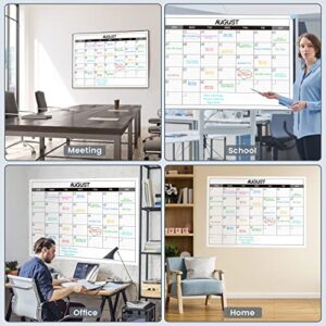 Dry Erase Calendar for Wall - Large Dry Erase Calendar, 28" x 40", Undated Monthly Calendar for Home, Office, Classroom, Erasable Laminated Calendar Whiteboard with 6 Markers ＆ 6 Stickers - 1Y Grey