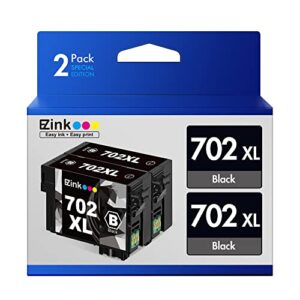 e-z ink (tm remanufactured ink cartridge replacement for epson 702xl t702xl 702 t702 to use with workforce pro wf-3720 wf-3730 wf-3733 printer (2 pack, black)