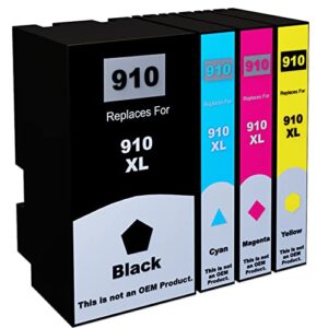 upgraded 910xl ink cartridges combo pack high yield, compatible with hp officejet 8010 8020 8030 series printers, replace 910 910xl 916 916xl, black cyan magenta yellow