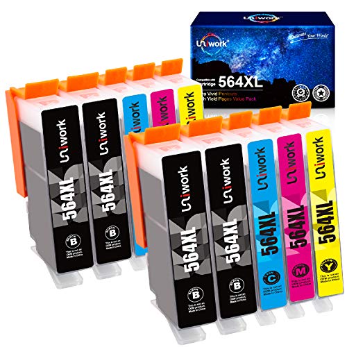 Uniwork Compatible Ink Cartridge Replacement for HP 564 564XL Replacement for Photosmart 6520 5520 4620 5510 C410a 6525 5514 OfficeJet 7510 4620 DeskJet 3522 Printer Tray (4BK/2C/2M/2Y) 10 Pack