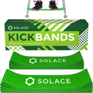 kick bands chair bands for kids with fidgety feet – fidget chair bands for kids 12-pack – bouncy adhd band for classroom chairs & desks – solace sensory kickbands