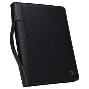 case-it executive zippered padfolio with removable 3-ring binder and letter size writing pad, black (pad-40)