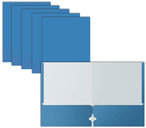 Two Pocket Portfolio Folders, 50-Pack, Light Blue, Letter Size Paper Folders, by Better Office Products, 50 Pieces, Lt. Blue