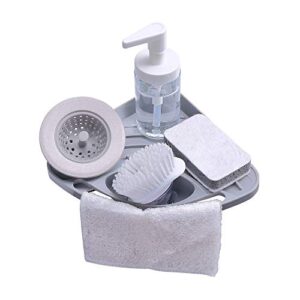 kitchen sink caddy sponge holder scratcher holder cleaning brush holder sink organizer(grey)