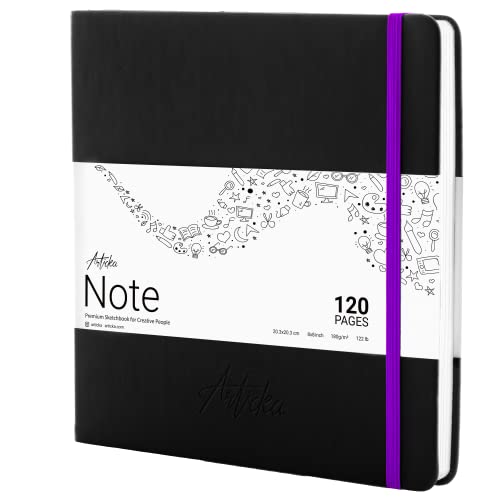 Articka Note Hardcover Sketchbook – Square Hardbound Sketch Journal – 8 x 8 Inch Art Book – 120 Pages with Elastic Closure – 180GSM Ultra Smooth Paper – Ideal for Pencils, Graphite, Charcoal, Pen