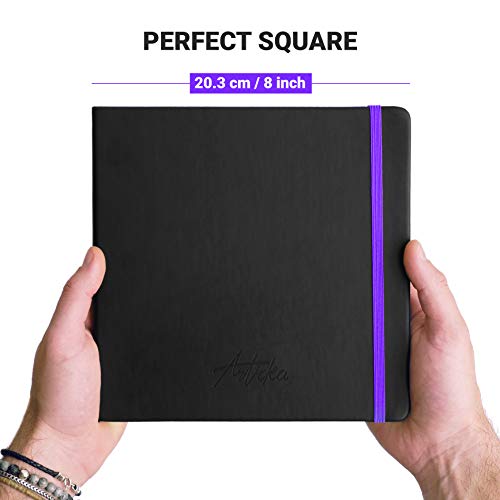 Articka Note Hardcover Sketchbook – Square Hardbound Sketch Journal – 8 x 8 Inch Art Book – 120 Pages with Elastic Closure – 180GSM Ultra Smooth Paper – Ideal for Pencils, Graphite, Charcoal, Pen