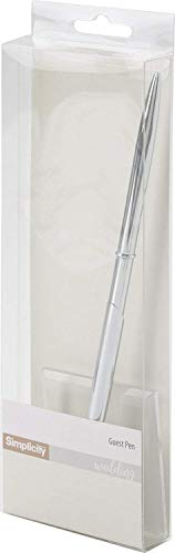 Simplicity 81187-SU Silver Guest Sign In Pen with Pen Stand Set, 2pcs, Black Ink