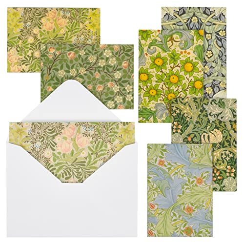 36 Pack William Morris Stationery Cards and Envelopes, Floral Pattern All Occasion Notecards, Blank Inside (5 x 3.5 In)