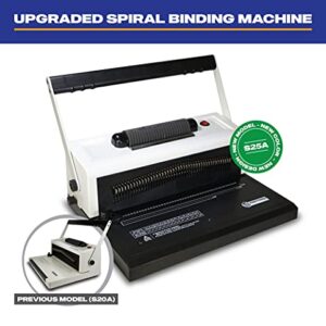 PrintFinish Coilbind S25A Upgraded Spiral Coil Binding Machine - with Electric Coil Inserter - Professionally Bind Presentations Documents - Free Crimper Free Box of 100 Plastic coils - 4 to 1 Pitch