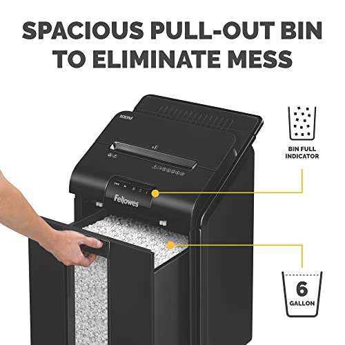 Fellowes AutoMax Micro-Cut 100M Commercial Office Auto Feed 2-in-Paper Shredder with 100-Sheet Capacity