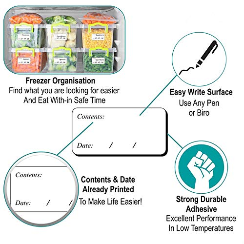 Hybsk Removable Freezer Labels Easy Peel Off - Frozen Food Storage 100pcs Labels That Leave No Sticky Residue After Use (Type 1)