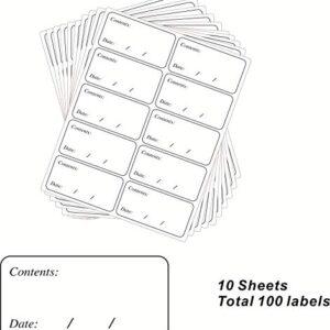 Hybsk Removable Freezer Labels Easy Peel Off - Frozen Food Storage 100pcs Labels That Leave No Sticky Residue After Use (Type 1)