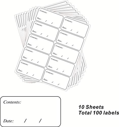 Hybsk Removable Freezer Labels Easy Peel Off - Frozen Food Storage 100pcs Labels That Leave No Sticky Residue After Use (Type 1)