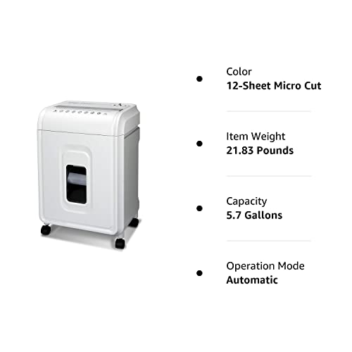 Aurora AU1275MA Professional Grade 12-Sheet Micro-Cut Paper and CD/Credit Card Shredder/ 60 Minutes Continuous Run Time, White/Gray