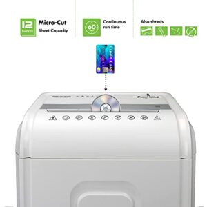 Aurora AU1275MA Professional Grade 12-Sheet Micro-Cut Paper and CD/Credit Card Shredder/ 60 Minutes Continuous Run Time, White/Gray