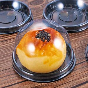 50 Set Clear Plastic Mini Cupcake Boxes Muffin Pod Dome Muffin Single Container Box Wedding Birthday Gifts Boxes Supplies (Black)