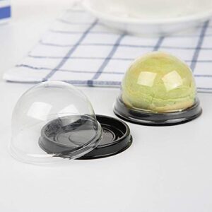 50 Set Clear Plastic Mini Cupcake Boxes Muffin Pod Dome Muffin Single Container Box Wedding Birthday Gifts Boxes Supplies (Black)