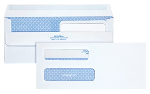 Quality Park #8 5/8 Security Envelopes, Double Window, Self Seal, Invoices/QuickBooks Statements, 3-5/8" x 8-5/8", 24 lb White, 500/Box (QUA24539)