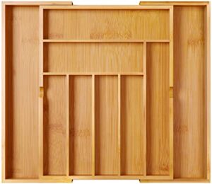 bameos drawer organizer flatware organizer cutlery tray silverware organizer expandable adjustable bamboo drawer organizer kitchen bathroom