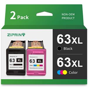 ziprint remanufactured ink cartridge replacement for hp ink 63 63xl for officejet 3830 5255 5258 envy 4520 4512 4513 4516 deskjet 1112 1110 3630 3632 3634 2130 printer(1black,1tri-color)