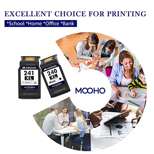 MOOHO Remanufactured 240XL Ink Cartridge Replacement for Canon PG-240XL CL-241XL 240 241 XL 241XL Combo Pack for Pixma MG3520 MG3620 MG3600 TS5120 MG2522 MX472 MX452 MX512 Printer(1 Black,1 Tir-Color)