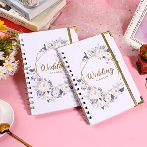 Tullofa Wedding Planner - Wedding Planner Book and Organizer for The Bride with 5 Tabbed Sections, 6.5" x 8.75", Hardcover with Metal Corner + 5 Inner Pocket + Sticker + Notes Pages - Purple White