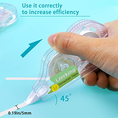 Lzerking Correct Correction Tape,White,32-Count,Transparent Dispenser Shows How Much Tape is Remaining