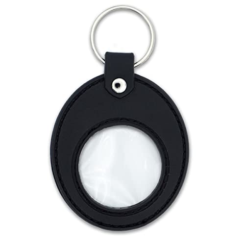 AA Coin Holder Keychain | Displays Both Sides of Sobriety Chips, Medallions, Recovery Coins, and Tokens | Also Fits Apple Airtag | Waterproof Scratchproof Soft Silicone Key Ring (Black)