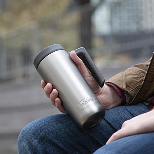 ALTA SERIES BY THERMOS Stainless Steel Mug 18 Ounce, Matte Steel/Espresso Black