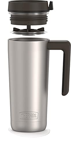 ALTA SERIES BY THERMOS Stainless Steel Mug 18 Ounce, Matte Steel/Espresso Black