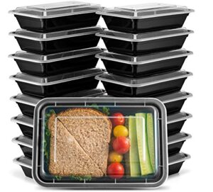 ez prepa [15 pack] 28oz single compartment meal prep containers with lids – food storage containers bento box, lunch containers, microwavable, freezer, and dishwasher safe, food containers