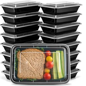 Ez Prepa [15 Pack] 28oz Single Compartment Meal Prep Containers with Lids - Food Storage Containers Bento Box, Lunch Containers, Microwavable, Freezer, and Dishwasher Safe, Food Containers