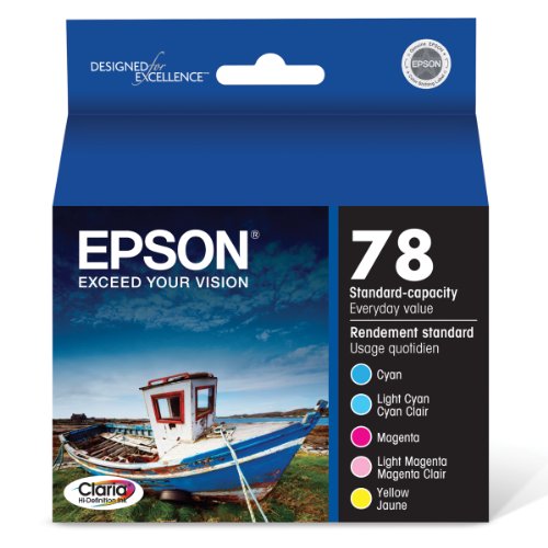 EPSON T078 Claria Hi-Definition Ink Standard Capacity 5 Color Cartridge Combo Pack (T078920) for select Epson Artisan Photo Printers