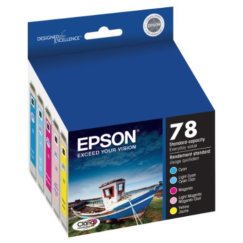 EPSON T078 Claria Hi-Definition Ink Standard Capacity 5 Color Cartridge Combo Pack (T078920) for select Epson Artisan Photo Printers