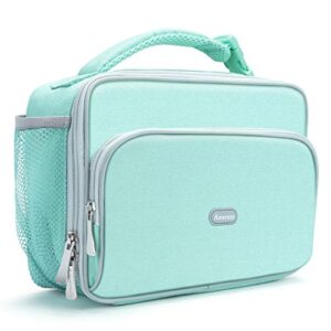 amersun kids lunch box,durable insulated school lunch bag with padded liner keep food warm cold for long time,water-resistant thermal travel office lunch cooler for girls boy-2 pocket,light blue