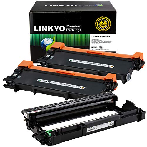 LINKYO Compatible Printer Toner Cartridge and Drum Unit Replacement for Brother TN660 DR630 (2X TN660, 1x DR630, Design V3)