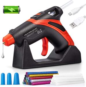 cordless hot glue gun,fast preheating hot glue gun kit with 30 pcs glue sticks,usb rechargeable melt glue gun tools for quick home repairs, arts, crafts, diy and festival decorations