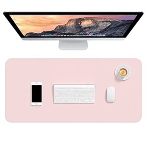 hsurbtra desk pad, 30″ x 14″ pu leather desk mat, xl extended mouse pad, waterproof desk blotter protector, ultra thin large laptop keyboard mat, non-slip desk writing pad for office home, pink