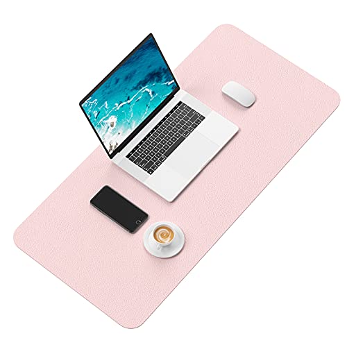 Hsurbtra Desk Pad, 30" x 14" PU Leather Desk Mat, XL Extended Mouse Pad, Waterproof Desk Blotter Protector, Ultra Thin Large Laptop Keyboard Mat, Non-Slip Desk Writing Pad for Office Home, Pink