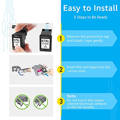 Palmtree Remanufactured Ink Cartridge Replacement for 67XL 67 XL for Deskjet 2755e 2755 2752 2752e Envy 6455e 6055e 6055 6052 6075 Deskjet Plus 4152 4155 4155e Printer (1 Black, 1 Tri-Color)