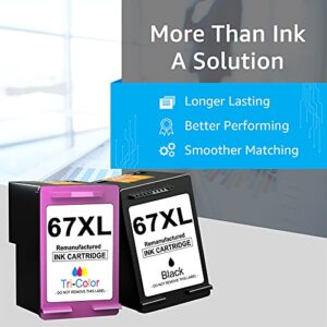 Palmtree Remanufactured Ink Cartridge Replacement for 67XL 67 XL for Deskjet 2755e 2755 2752 2752e Envy 6455e 6055e 6055 6052 6075 Deskjet Plus 4152 4155 4155e Printer (1 Black, 1 Tri-Color)