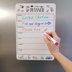 Magnetic Meal Planner for Refrigerator Dry Erase A4 - Magnet Weekly Menu Board for Fridge - Magnetic Menu White Board - Fridge Meal Planner Magnet - Meal Planner Dry Erase Board