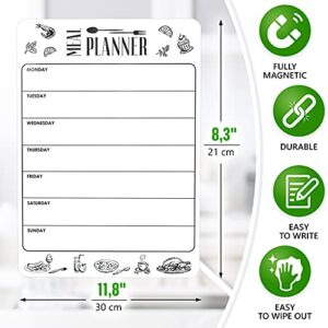 Magnetic Meal Planner for Refrigerator Dry Erase A4 - Magnet Weekly Menu Board for Fridge - Magnetic Menu White Board - Fridge Meal Planner Magnet - Meal Planner Dry Erase Board