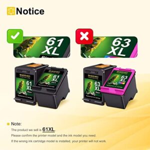 61XL Black Ink Cartridges High Yield Replacement for HP 61XL Ink Work with Envy 4500 5530, Deskjet 2540 1056 1510 1000 1010, Officejet 4630 2620 4635 Series Printer (2 Black)