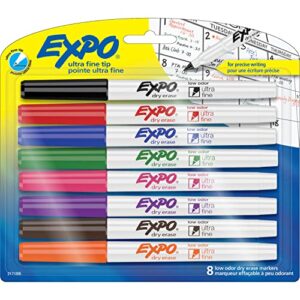 expo low odor dry erase markers, ultra-fine tip, assorted colors, 8 pack