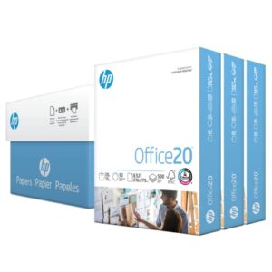 hp printer paper | 8.5 x 11 paper | office 20 lb | 3 ream case – 1500 sheets | 92 bright | made in usa – fsc certified | 112090c