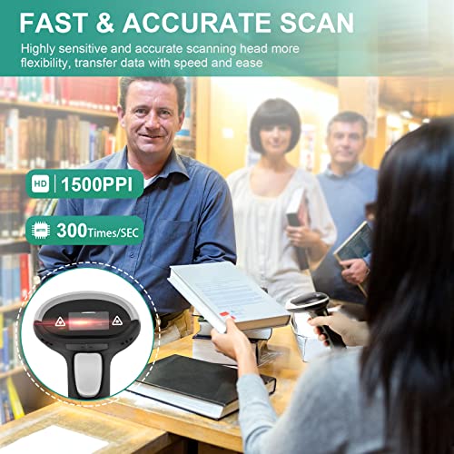 QR USB Barcode Scanner Wired Handheld Bar Code Scanner Reader JRHC Handheld USB Barcode Scanner Wired Automatic 2D 1D Bar Code Reader Plug and Play for Supermarket, Convenience Store, Warehouse…